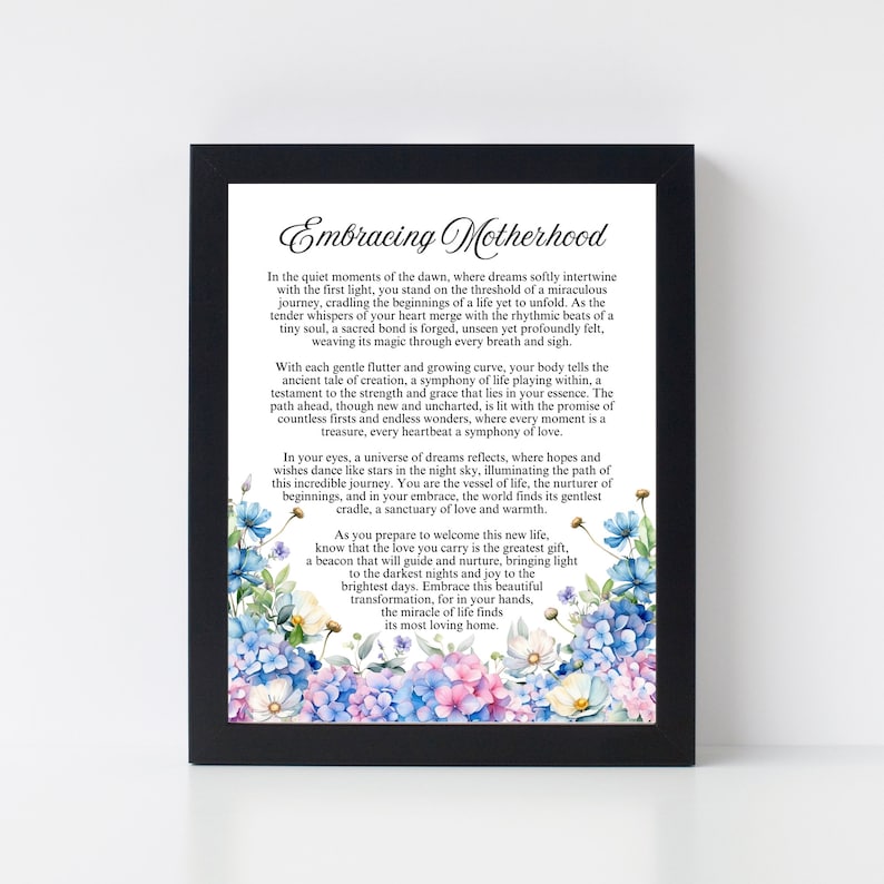 Embracing Motherhood Poem Print: Inspirational Pregnancy Gift (digital ...