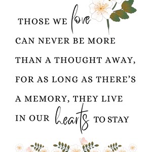 Memorial Poem Print: Sympathy Gift, Grief Quote Wall Art (digital ...