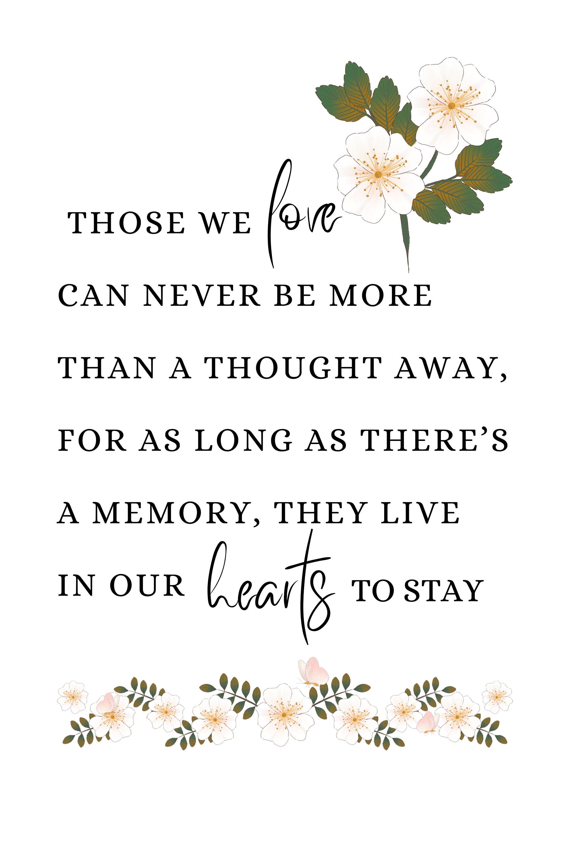 Those We Love, Printable Grief Quote, Bereavement Poem Wall Art ...