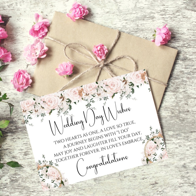 Floral Wedding Congratulations Card: Wedding Day Wishes Poem (digital ...
