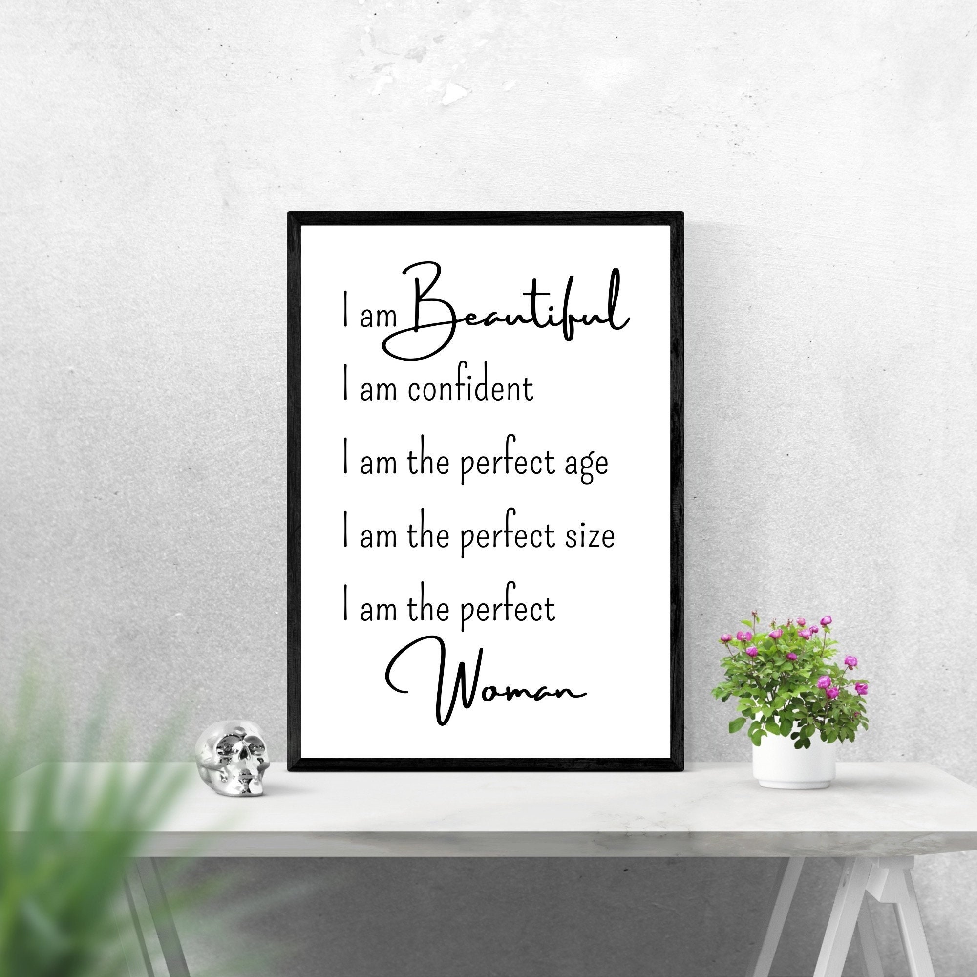 I Am Beautiful, Self-love Positive Affirmation Printable Wall Art, I Am ...