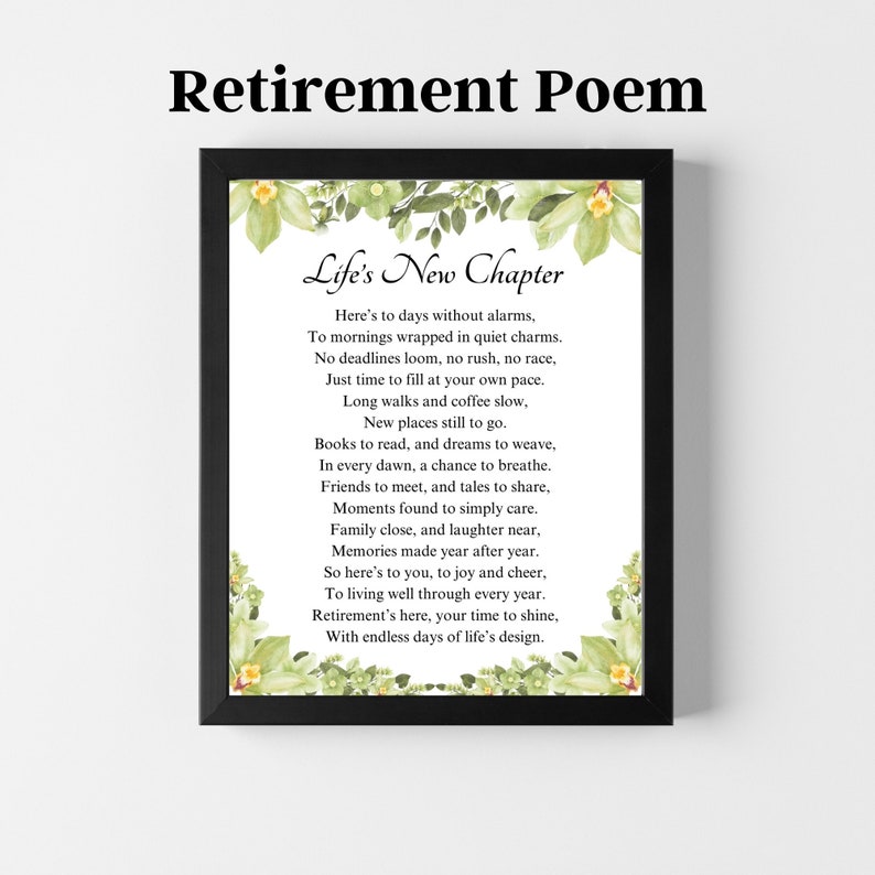 Life's New Chapter, Retirement Poem, Retirement Gift Printable, Teacher ...