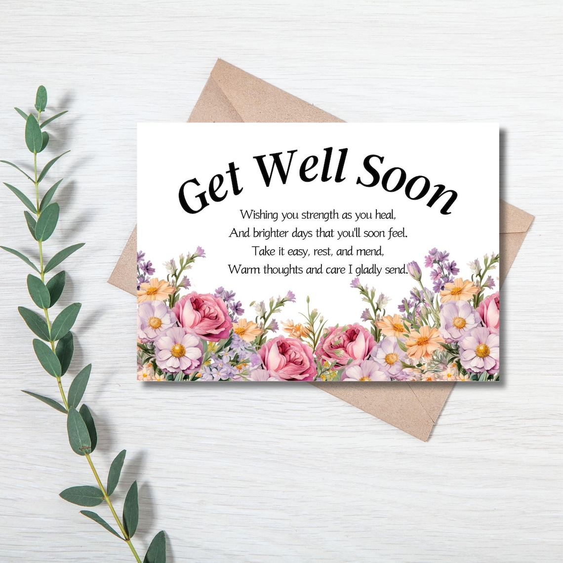 Floral Get Well Soon Poem Card: Heartfelt Wishes (digital Download) - Etsy
