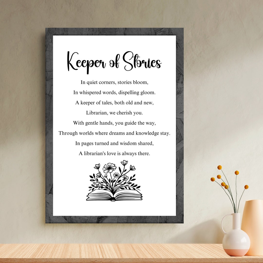 Librarian Poem Print: Keeper of Stories Appreciation Gift (digital ...