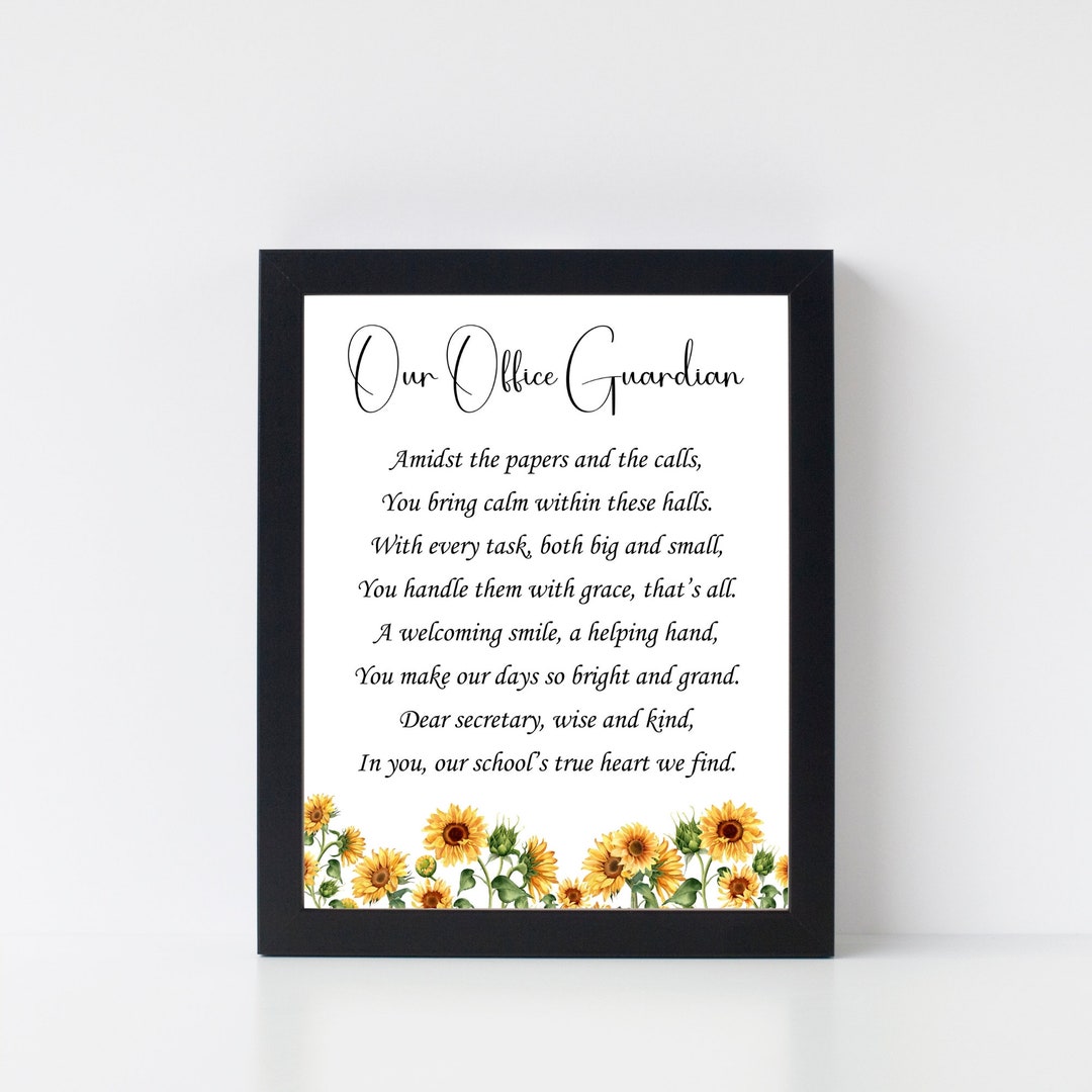 School Secretary Poem Print: Our Office Guardian (digital Download) - Etsy