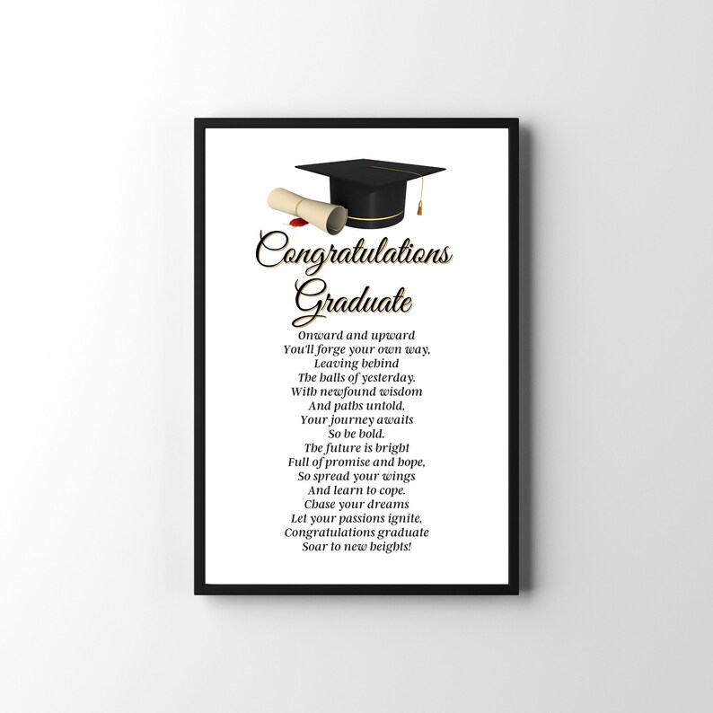 Graduation Poem Wall Art: Class of 2024 Gift (digital Download) - Etsy