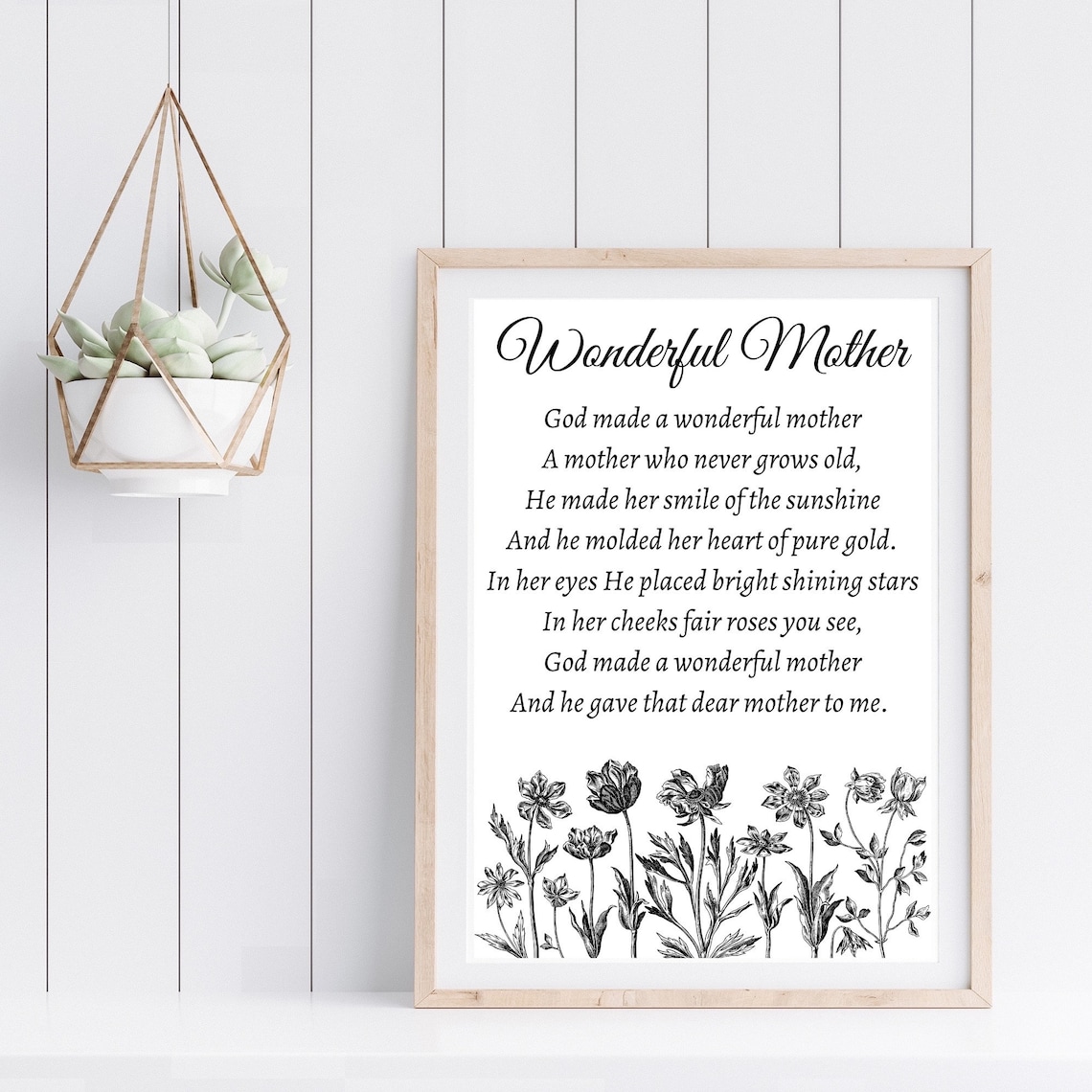 Wonderful Mother Poem, Gift for Mother, Printable Wall Art, Mother Poem ...