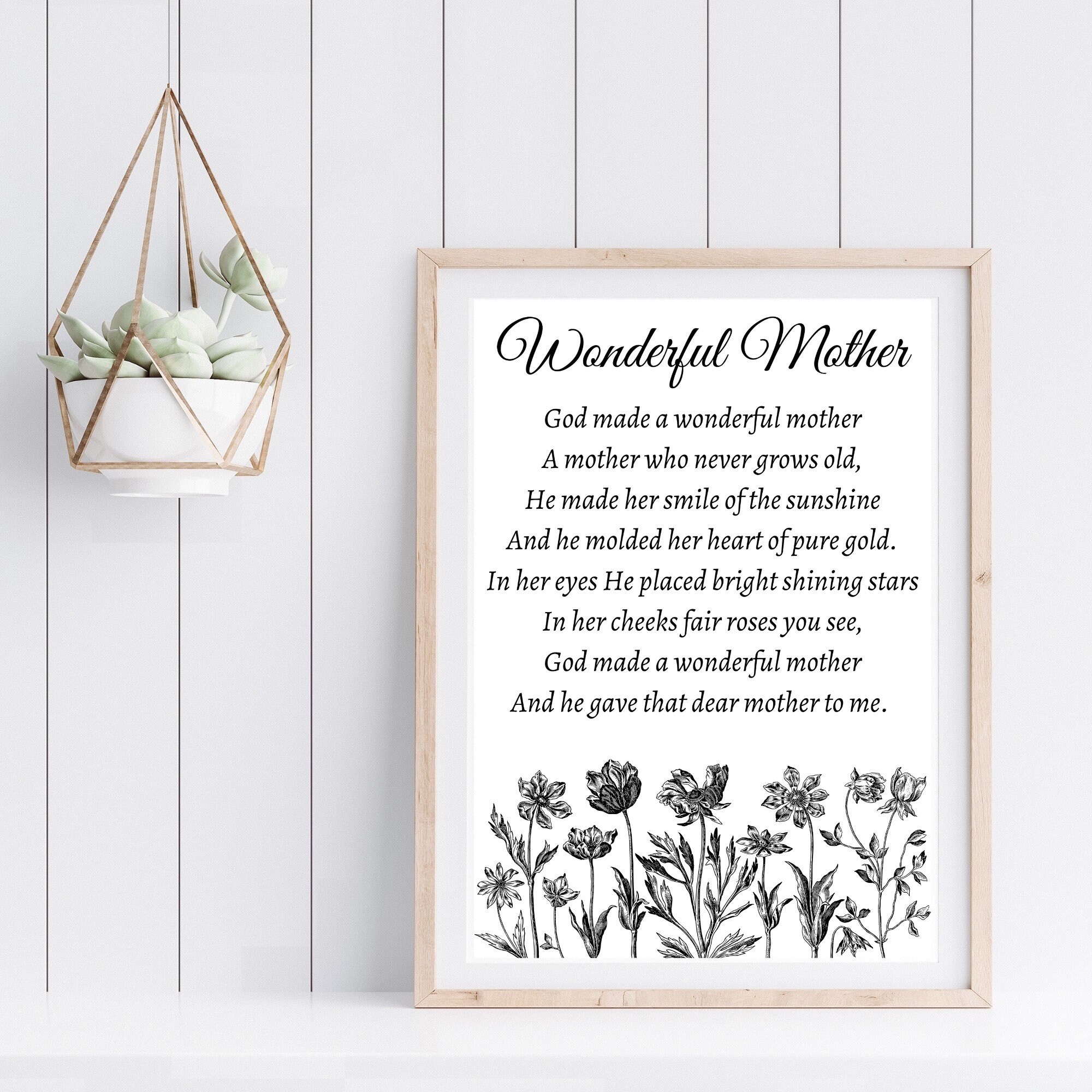 Wonderful Mother Poem, Gift for Mother, Printable Wall Art, Mother Poem ...