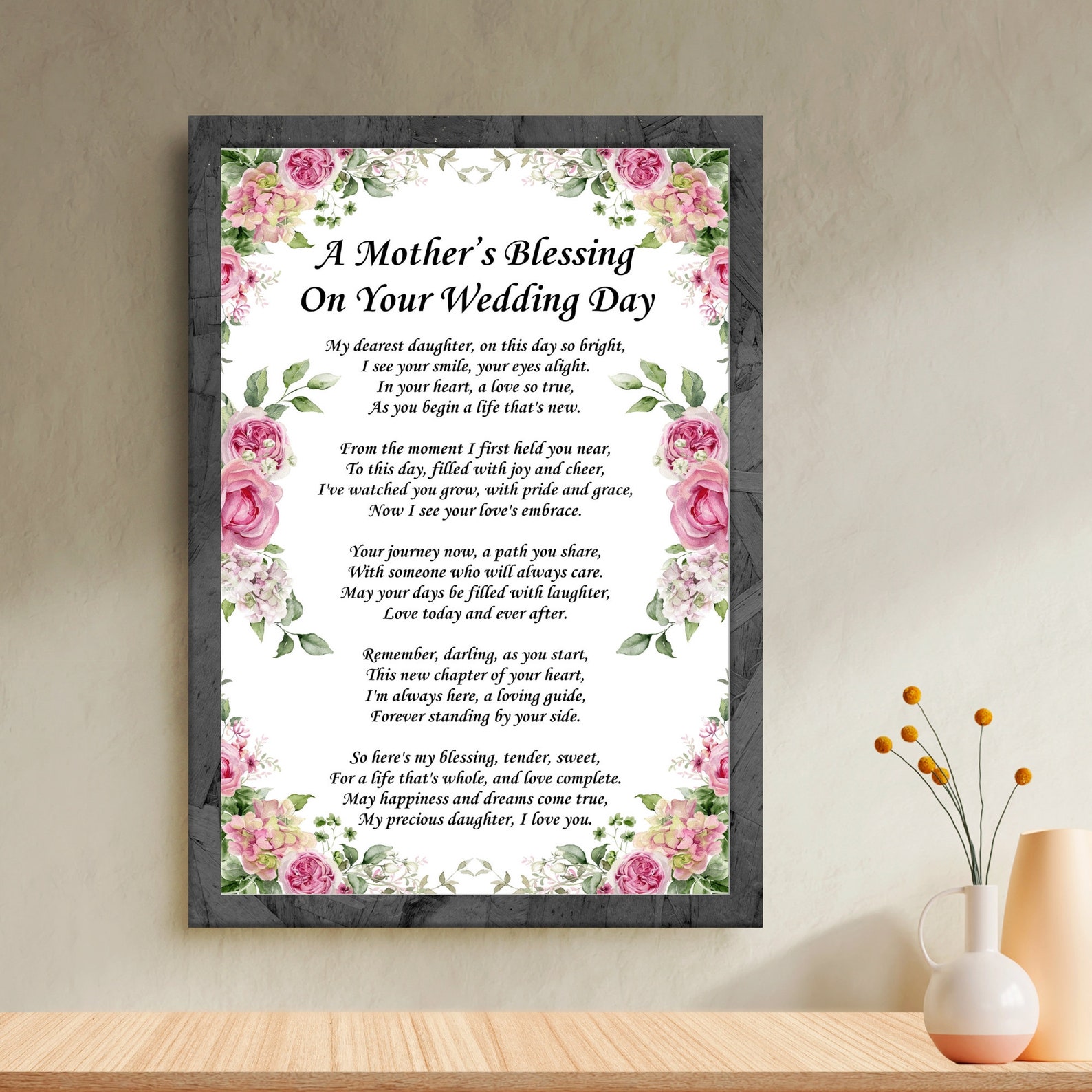 A Mother's Blessing on Your Wedding Day, Poem Print for Daughter on Her Wedding Day, Wedding Day ...