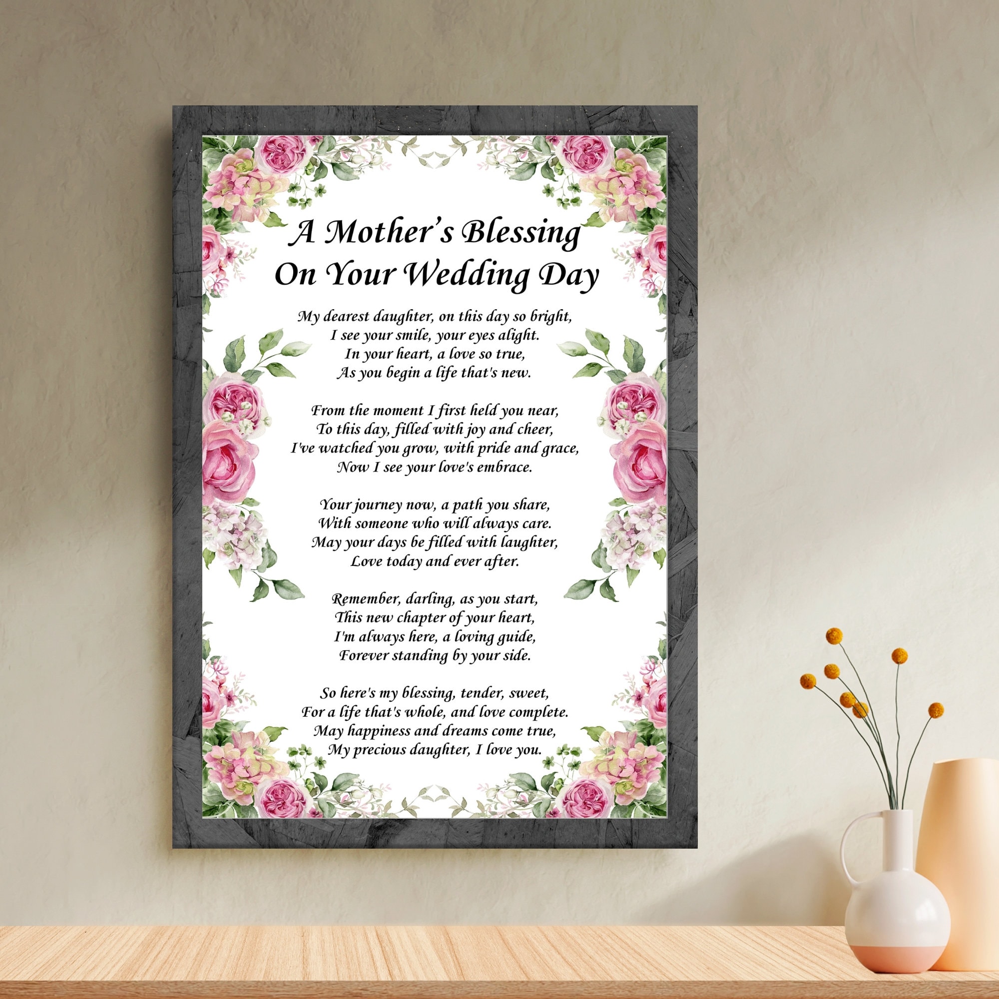 A Mother's Blessing on Your Wedding Day, Poem Print for Daughter on Her Wedding Day, Wedding Day ...