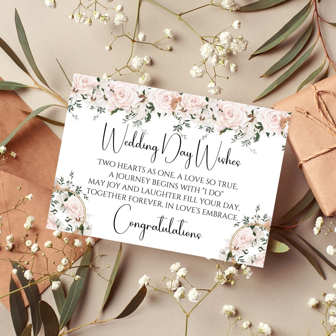 Wedding Day Wishes Poem, Printable Wedding Card, Wedding ...