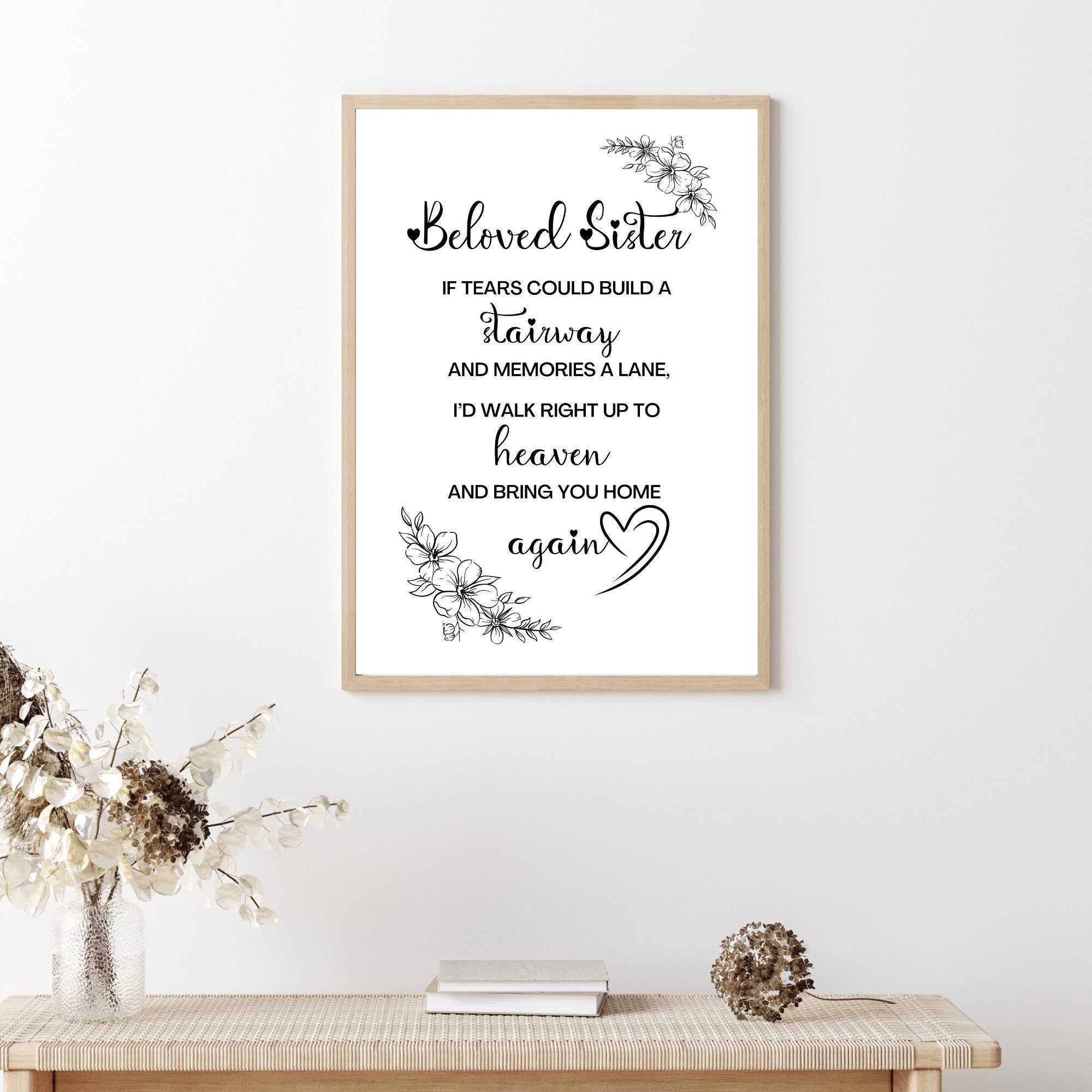 Beloved Sister, Sister Remembrance Print, Grieving Loss of Sister, Loss ...