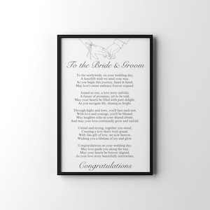 Wedding Poem, Poem to the Bride and Groom, Wedding Wishes, Wedding Gift ...