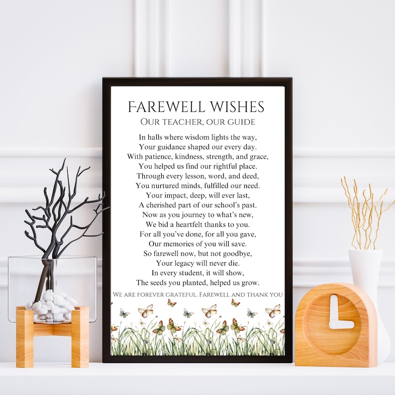 Farewell Wishes Teacher Printable Poem, Teacher Goodbye Poem, Teacher ...