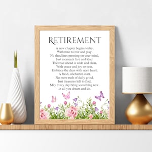 Retirement Poem Printable: Floral Gift for Coworker, Teacher (digital ...