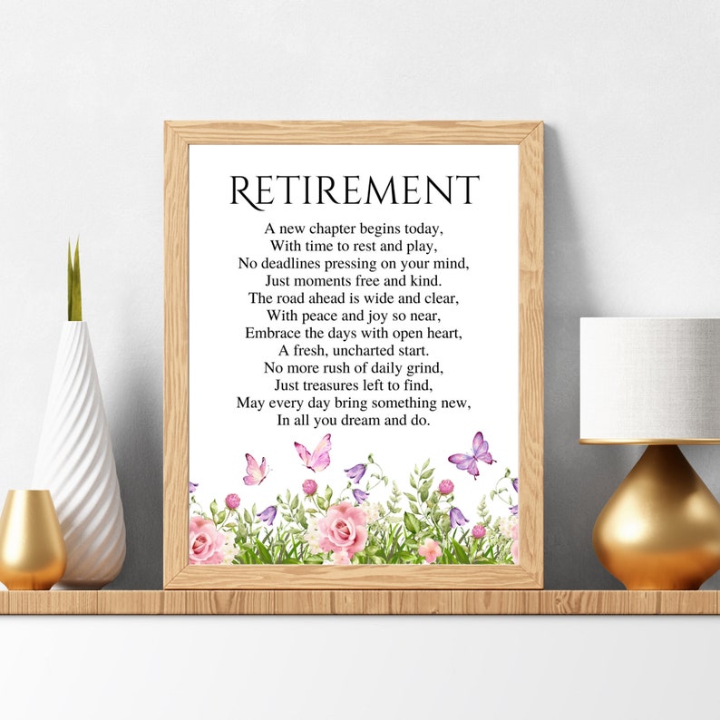 Retirement Poem Printable: Floral Gift for Coworker, Teacher (digital ...
