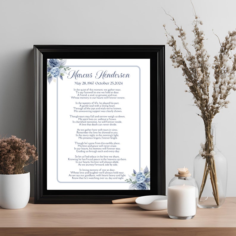 Personalised Funeral Grief Poem, Funeral Poem for Him, Bereavement Poem ...