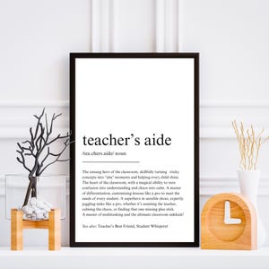 Teacher's Aide Definition Print, Teachers Aide Gift, Teacher ...