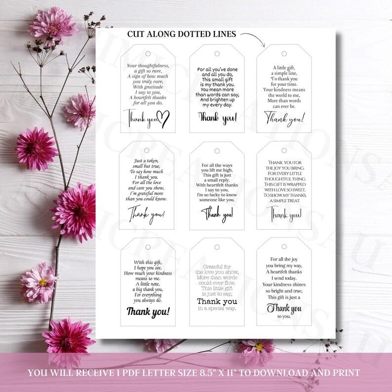 Thank You Poem Gift Tags Printable, Thank You Appreciation Gift Tags ...