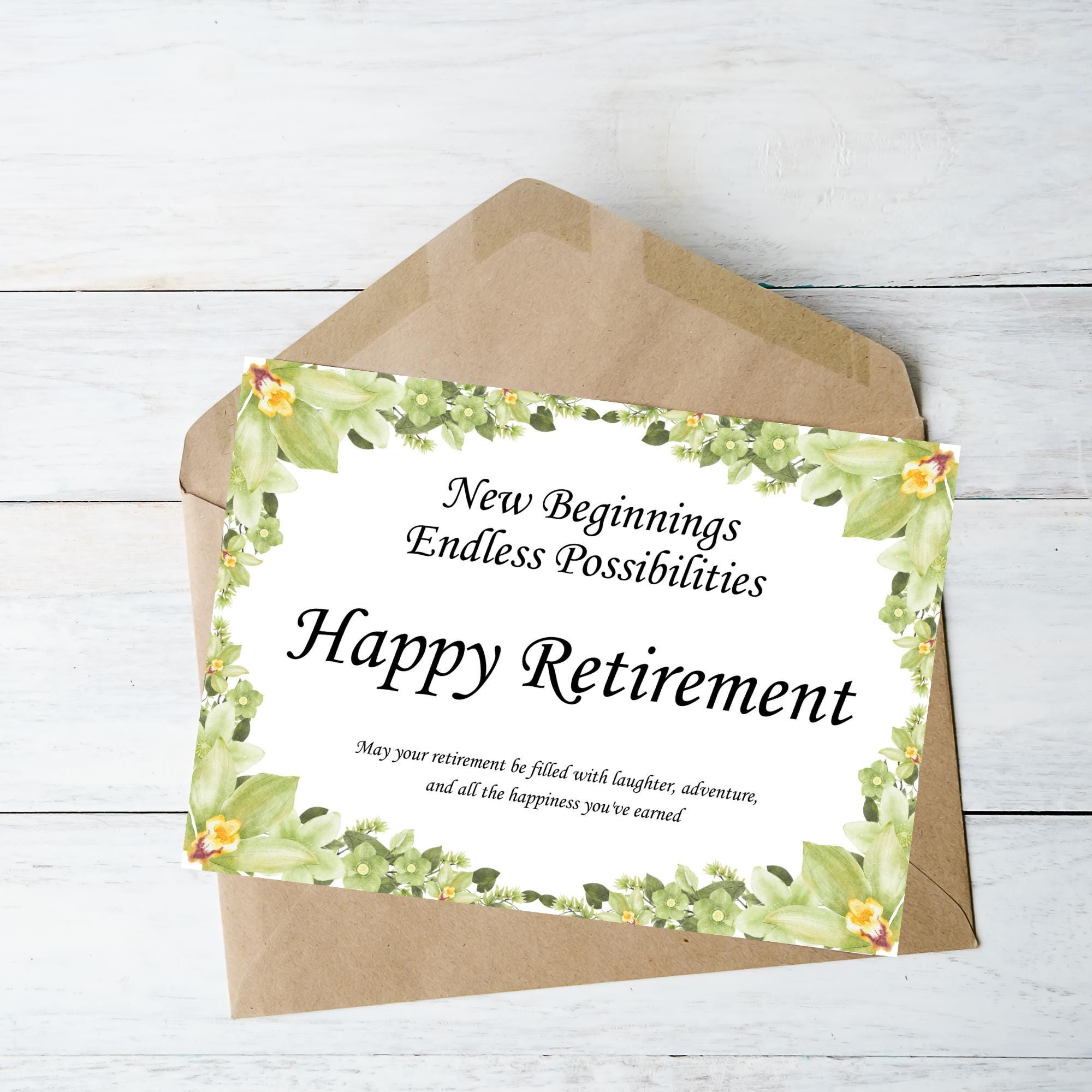 Happy Retirement Card: Floral Printable Greeting (digital Download) - Etsy