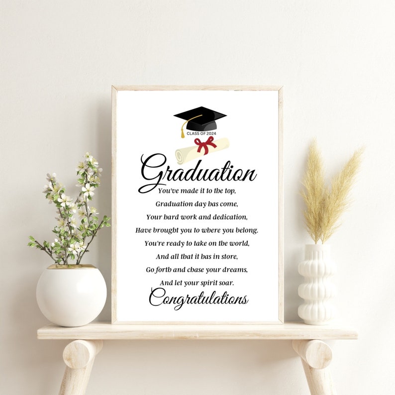 Graduation Poem Print, Graduation Quote Wall Art, Graduation Gifts ...