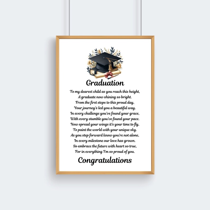 Graduation Printable Poem, Graduation Gifts, Graduation for Son ...