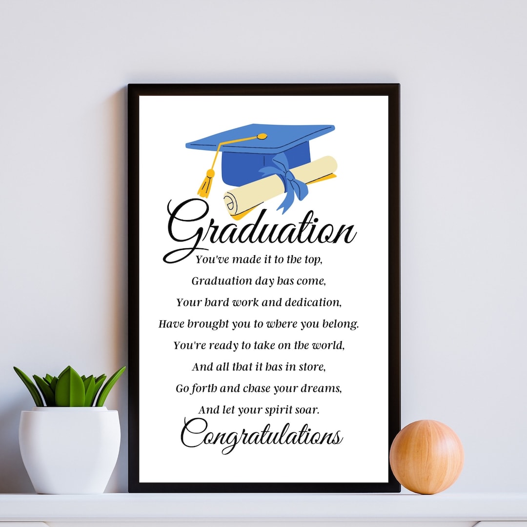 Graduation Poem, Graduation Wall Art, Printable Graduation Quote ...