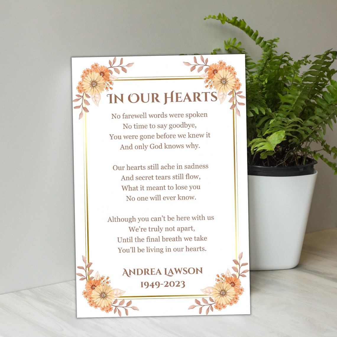 Personalized Memorial Poem Print: Bereavement Gift (digital Download ...