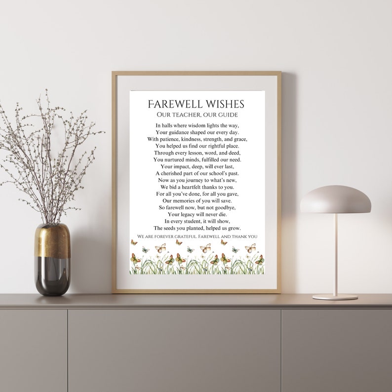 Farewell Wishes Teacher Printable Poem, Teacher Goodbye Poem, Teacher ...