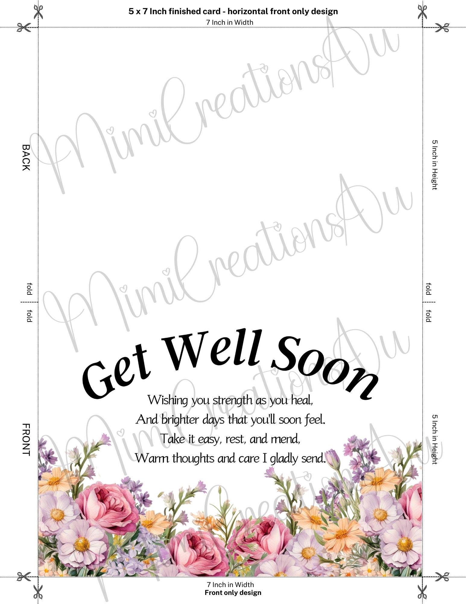 Floral Get Well Soon Poem Card: Heartfelt Wishes (digital Download) - Etsy
