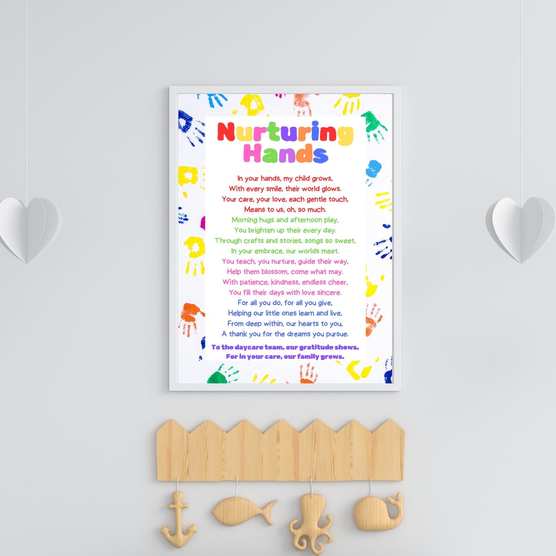 Nurturing Hands Poem for Daycare Childcare Educators, Pre School Kindy Teacher Gift, Thank You ...