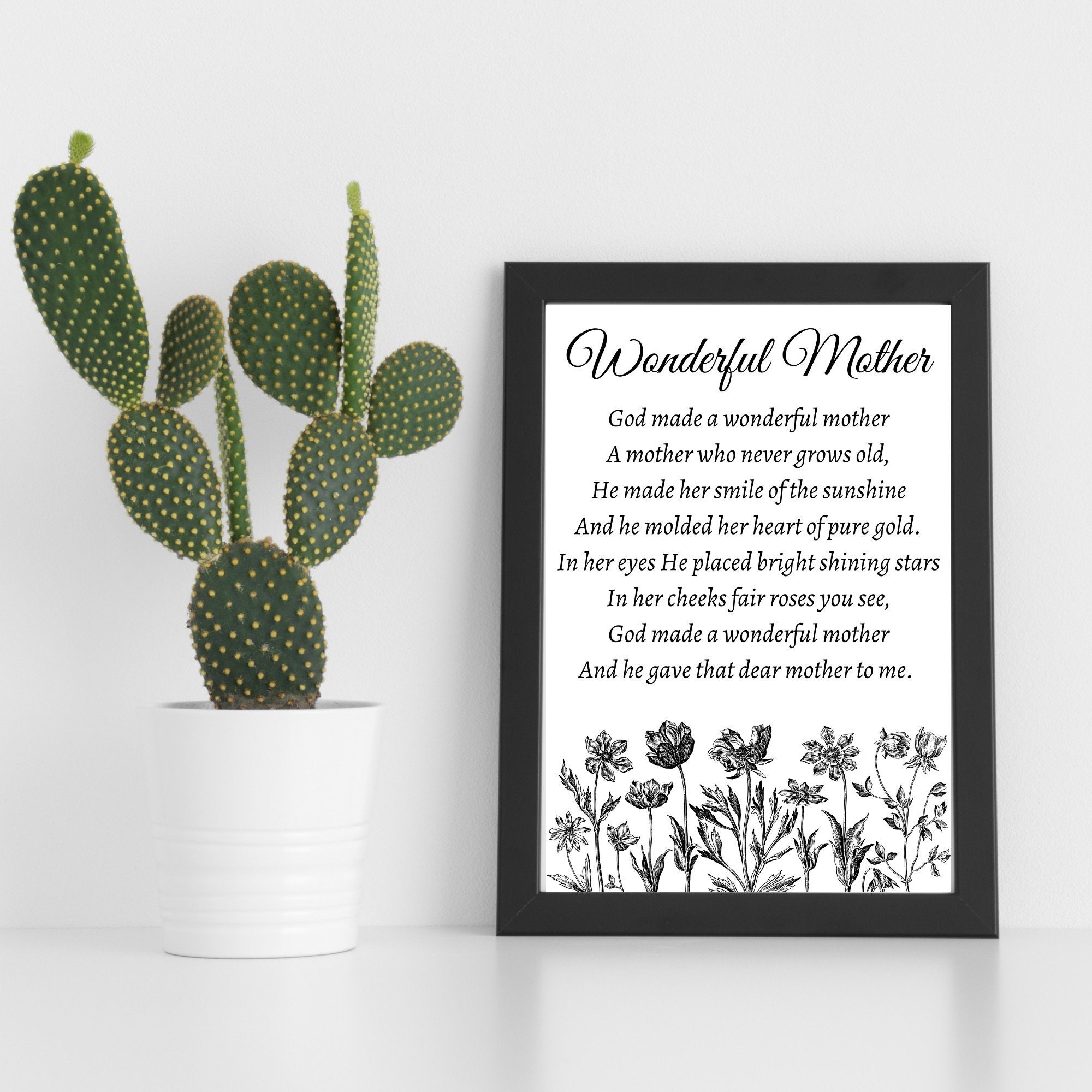Wonderful Mother Poem, Gift for Mother, Printable Wall Art, Mother Poem ...