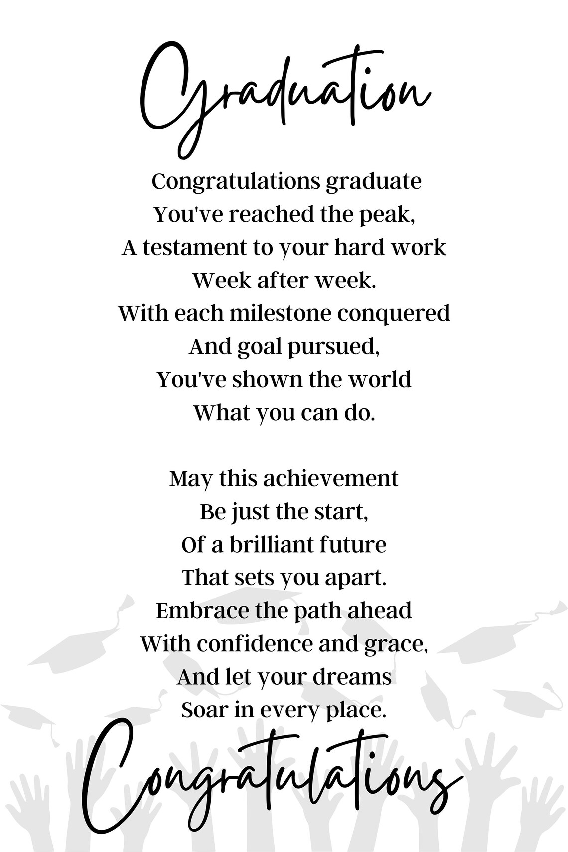 Graduation Poem Print: Class of 2025 Wall Art (digital Download) - Etsy