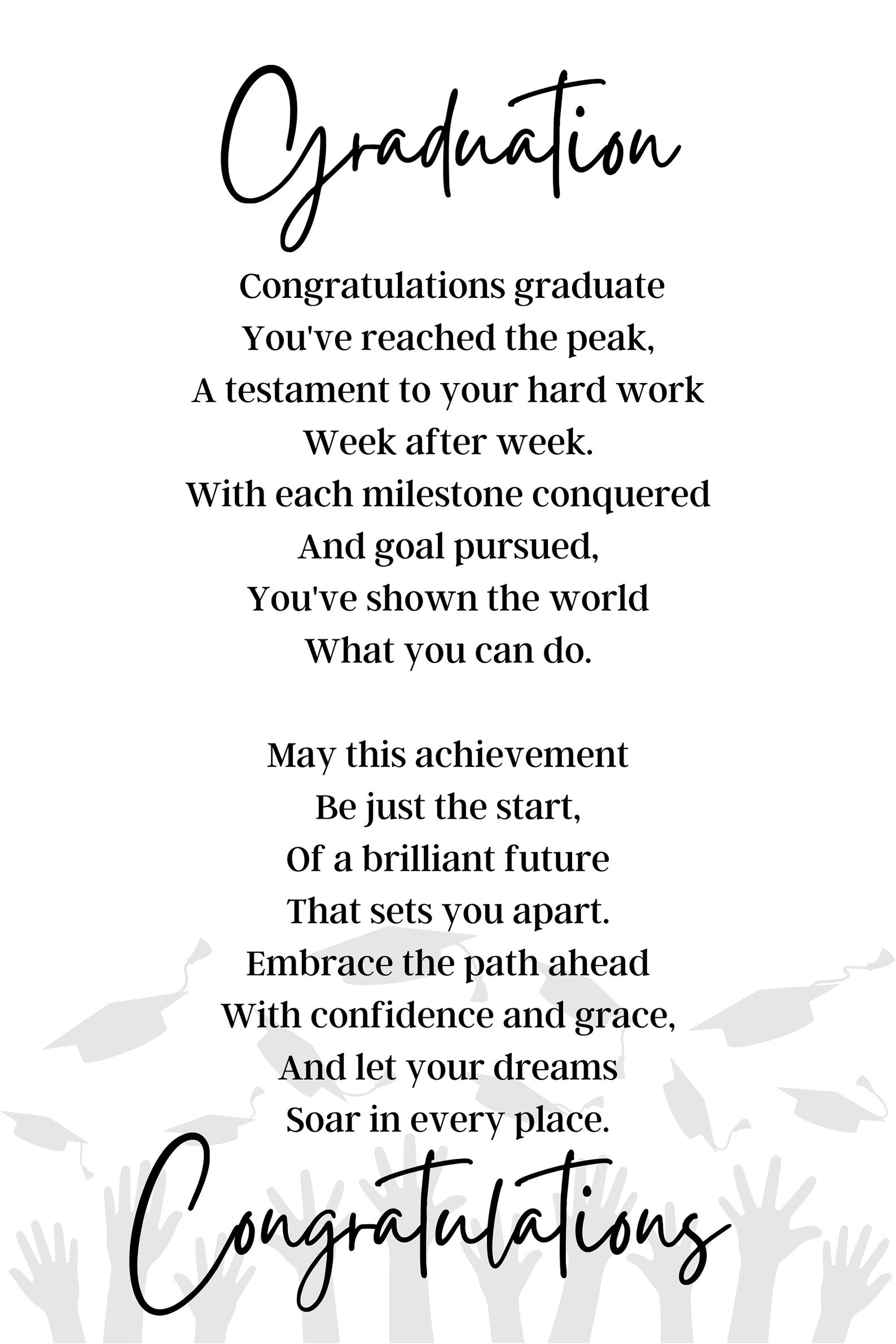 Graduation Poem Print: Class of 2025 Wall Art (digital Download) - Etsy