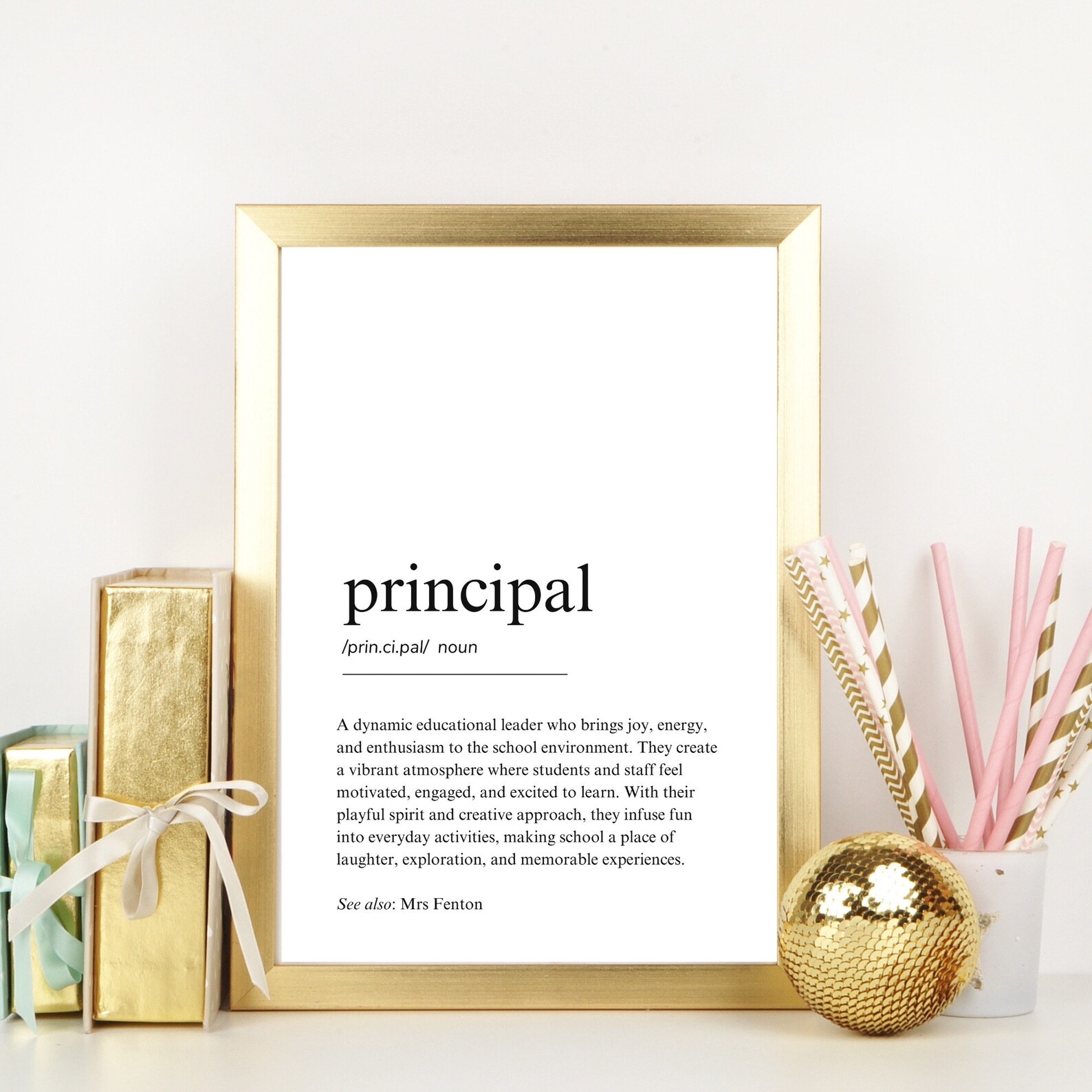 Personalised Principal Definition Print, Principal Gift, End of Year ...