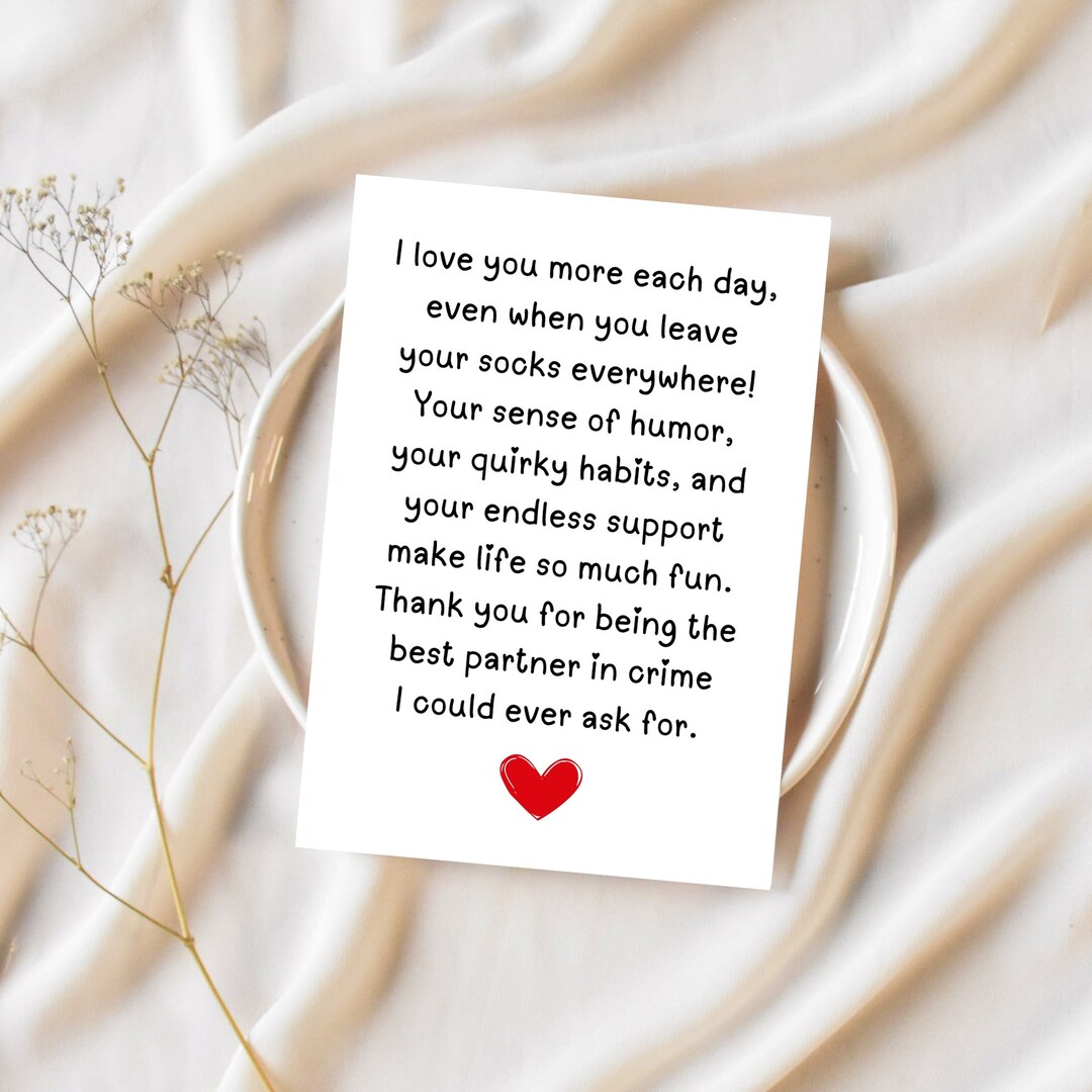 Printable Anniversary Card, Card for Husband, I Love You Card, Card for ...
