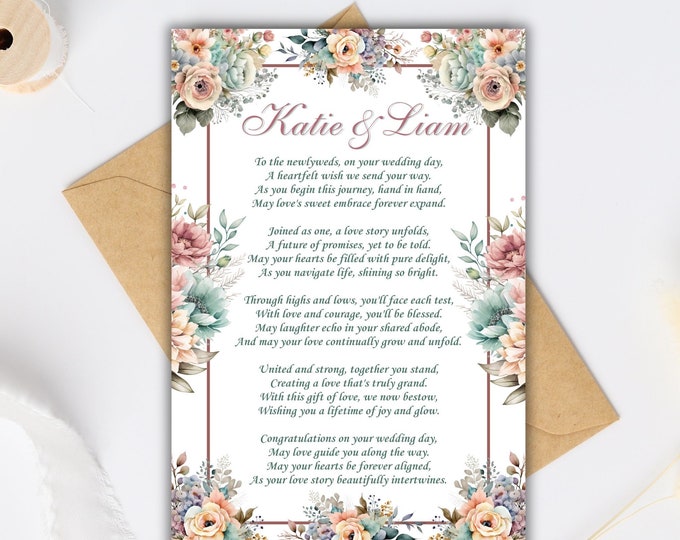 Wedding Poem, Poem to the Bride and Groom, Wedding Wishes, Wedding Gift ...