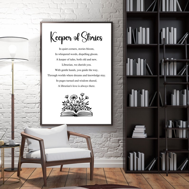 Librarian Poem Print: Keeper of Stories Appreciation Gift (digital ...