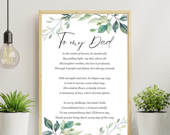 A Tribute to My Dad, Dad Poem- DIGITAL Download-best Father Poem, Dads ...