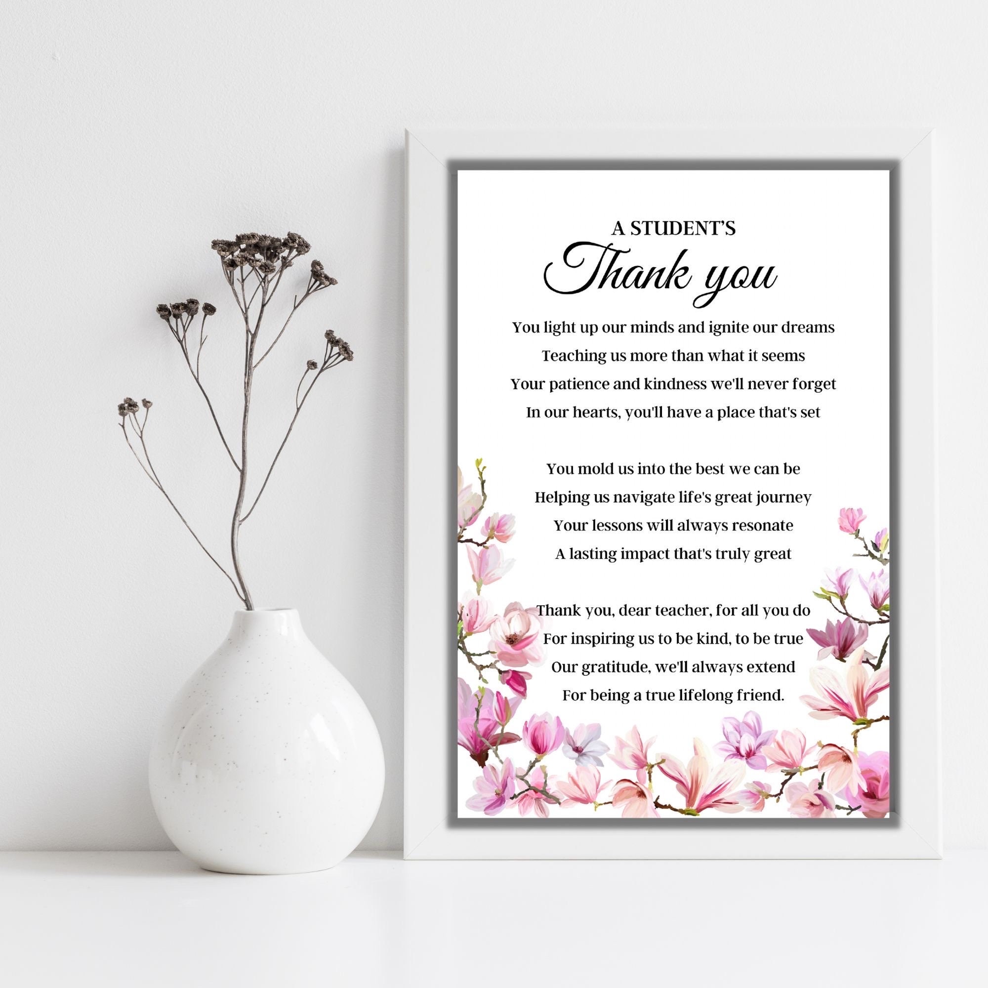 Teacher Appreciation Poem Print: Student Thank You Gift (digital ...