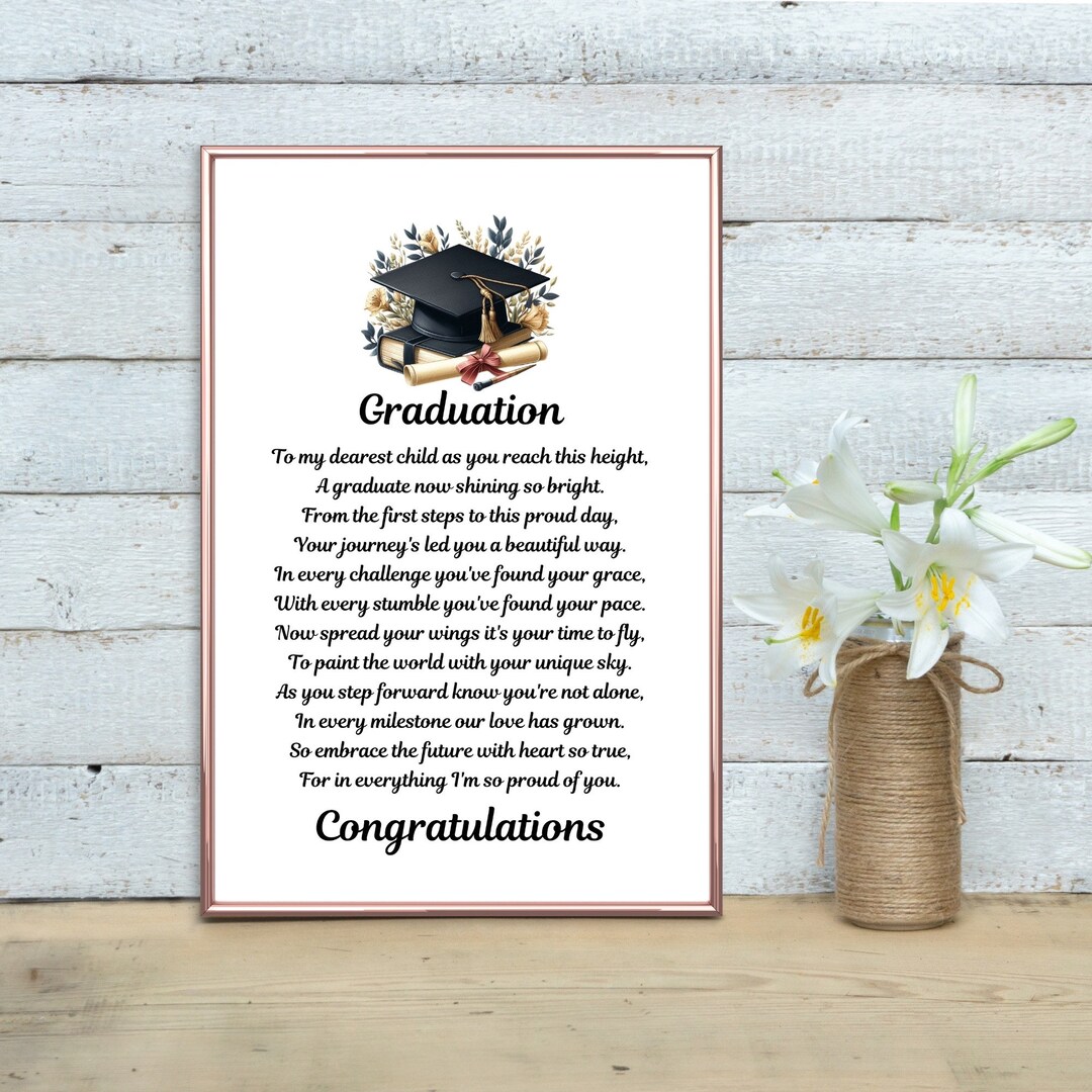 Graduation Printable Poem, Graduation Gifts, Graduation for Son ...