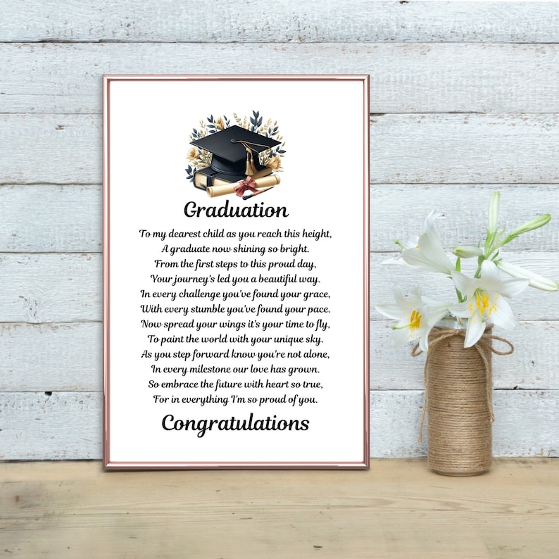 Graduation Printable Poem, Graduation Gifts, Graduation for Son ...