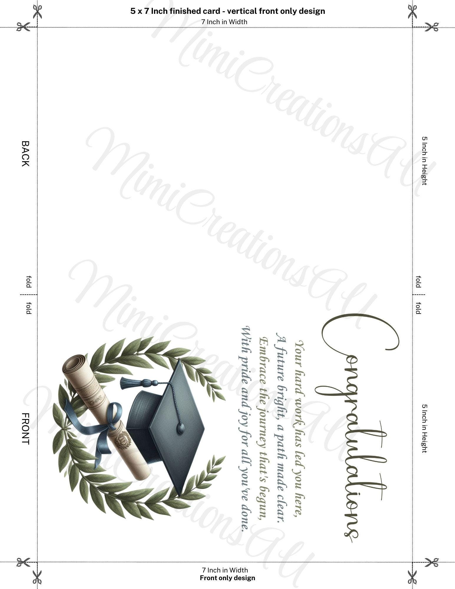 Printable Graduation Poem Card: Congratulations Graduate (digital ...