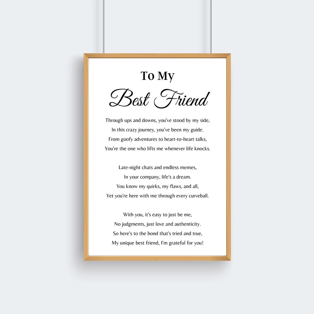 Best Friend Poem, Gift for Best Friend, Best Friend Printable Wall Art ...