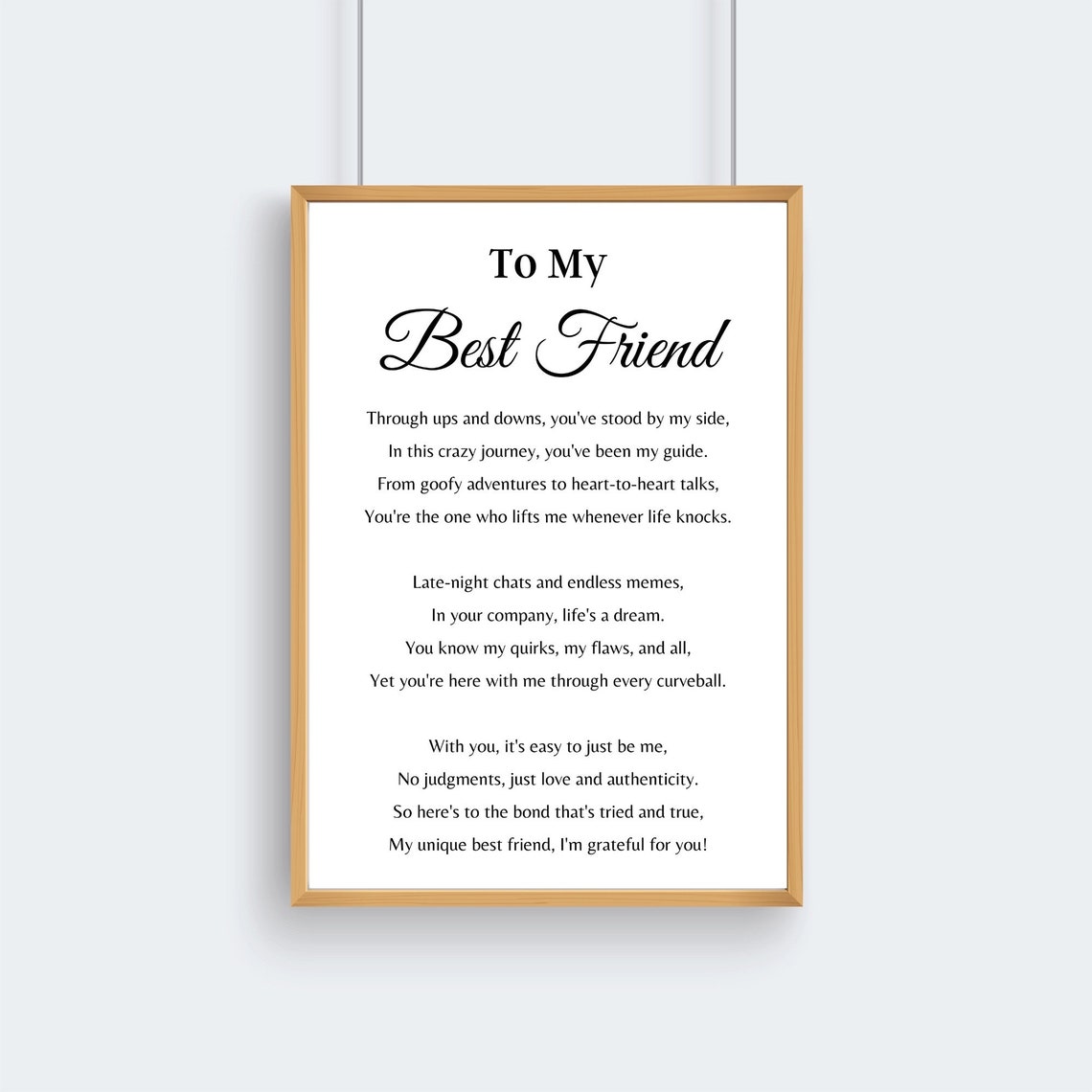 Best Friend Poem, Gift for Best Friend, Best Friend Printable Wall Art ...