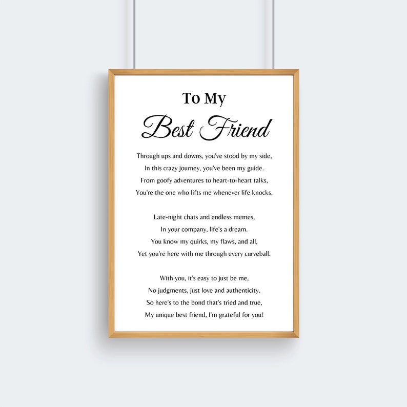 Best Friend Poem, Gift for Best Friend, Best Friend Printable Wall Art ...