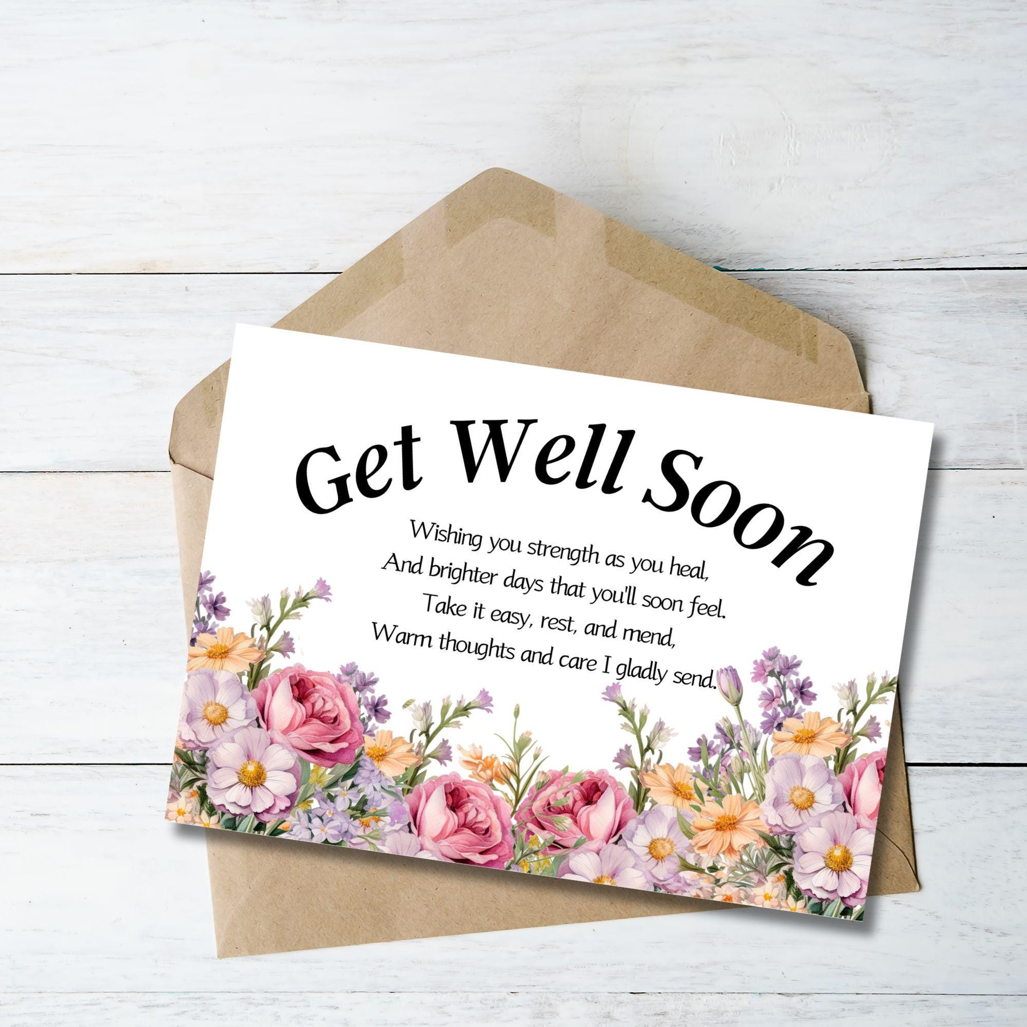 Floral Get Well Soon Poem Card: Heartfelt Wishes (digital Download) - Etsy
