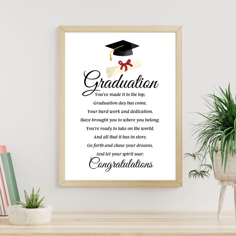 Graduation Poem Print: Class of 2026 Wall Art (digital Download) - Etsy