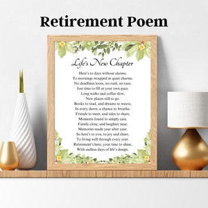 Life's New Chapter, Retirement Poem, Retirement Gift Printable, Teacher ...