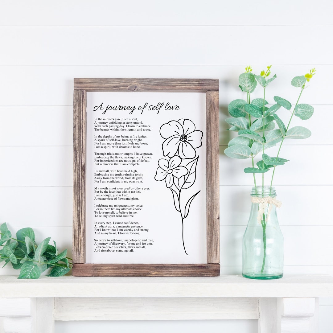 A Journey of Self Love Poem, Self Love Positive Affirmation Printable ...